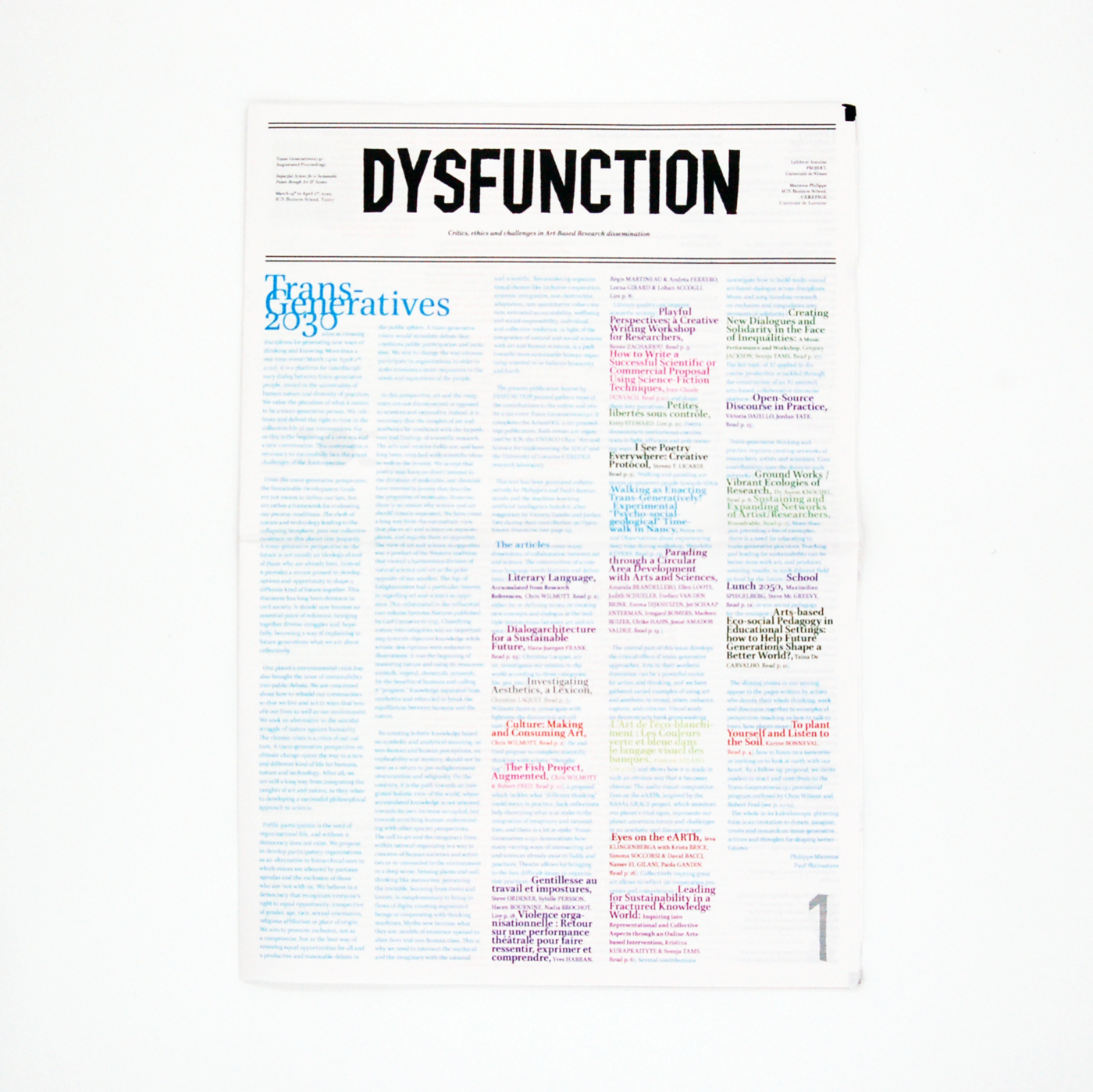 DYSFUNCTION #8-9Transgeneratives 2030 – antoine lefebvre editions